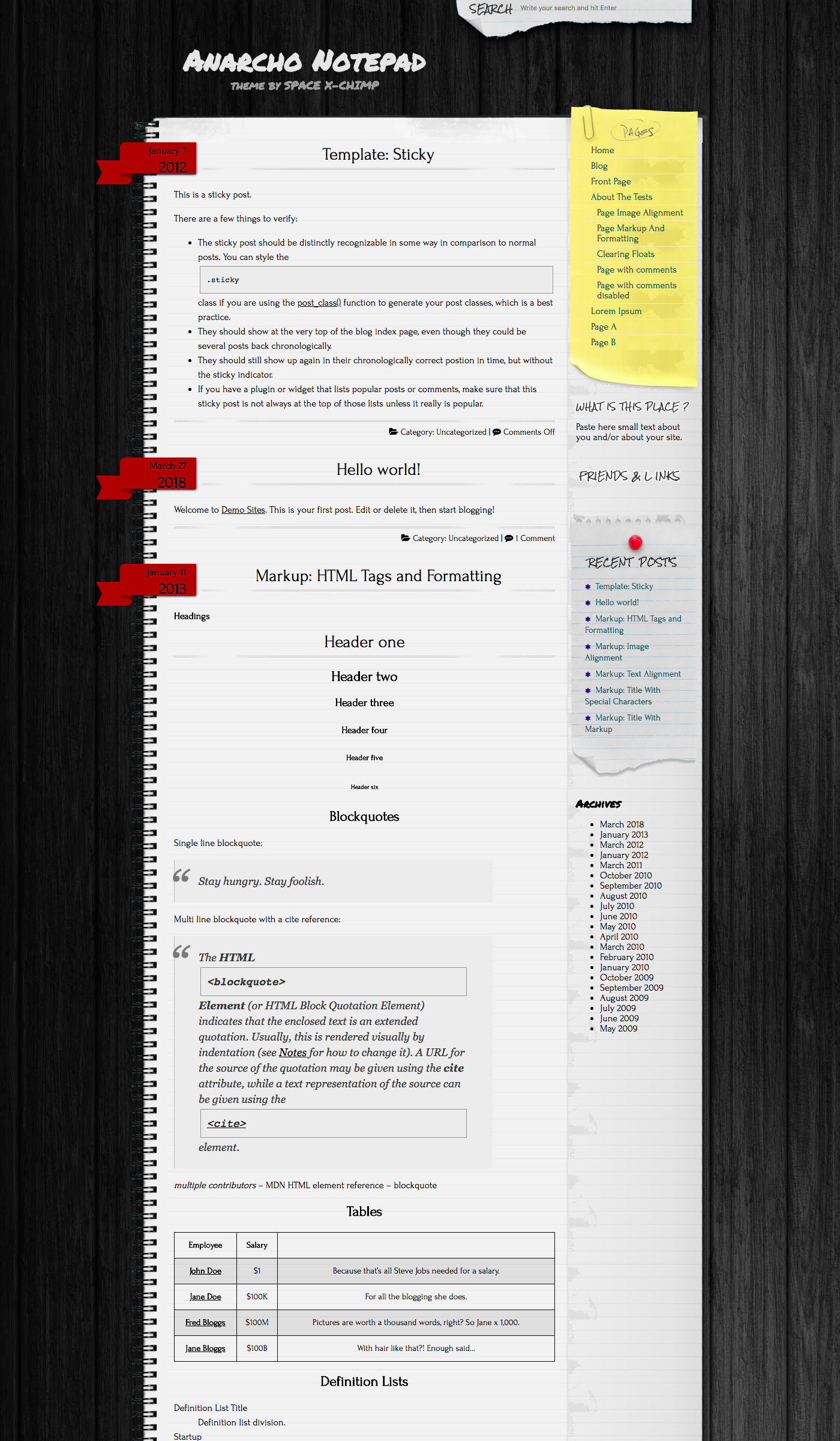 Anarcho Notepad - Free Portfolio WordPress Theme - Freebie Supply