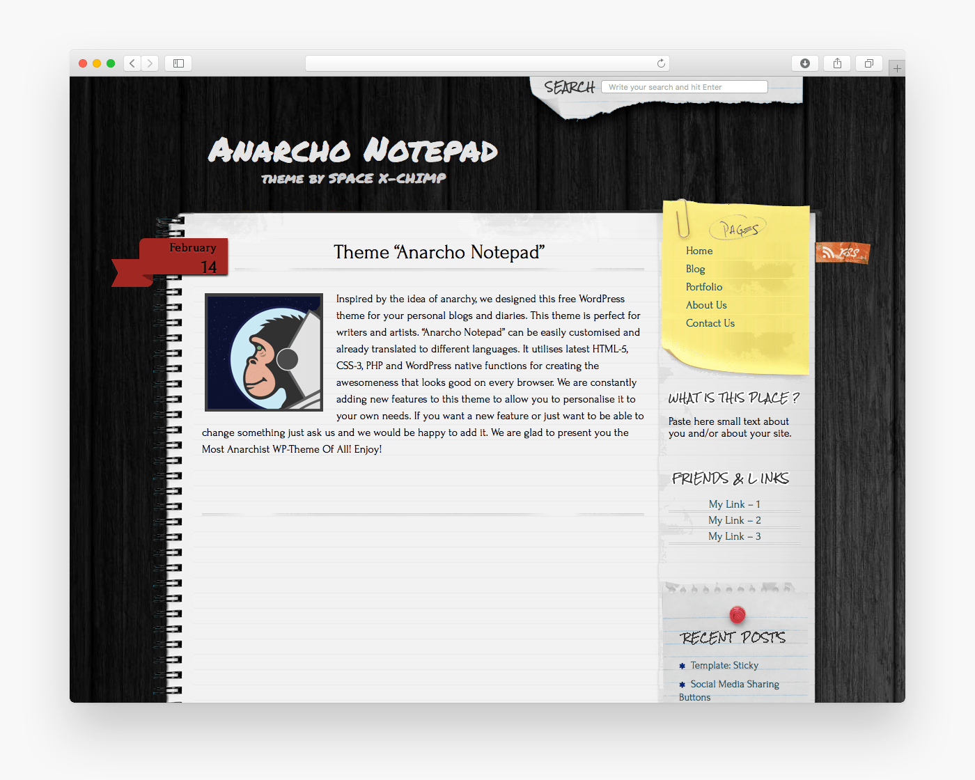 Anarcho Notepad - Free Portfolio WordPress Theme - Freebie Supply