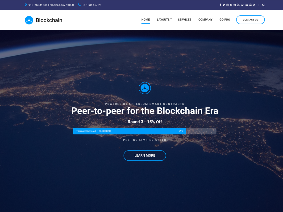 Blockchain Lite - Free Business WordPress Theme - Freebie Supply
