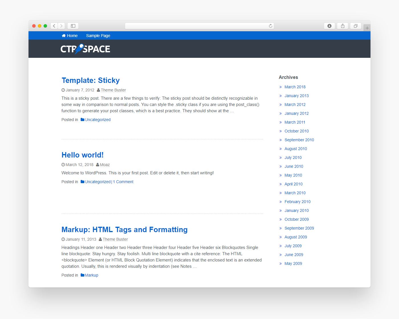CtrSpace Lite - Free Blog WordPress Theme - Freebie Supply