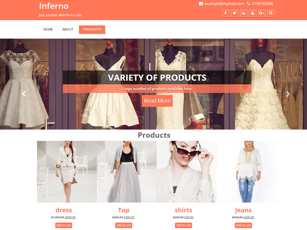 Inferno - Free Ecommerce WordPress Theme - Freebie Supply