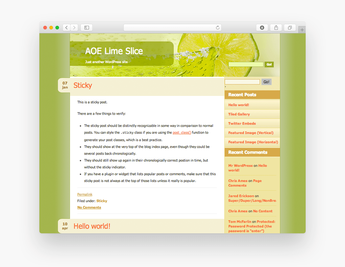 Lime Slice - Free Food WordPress Theme - Freebie Supply