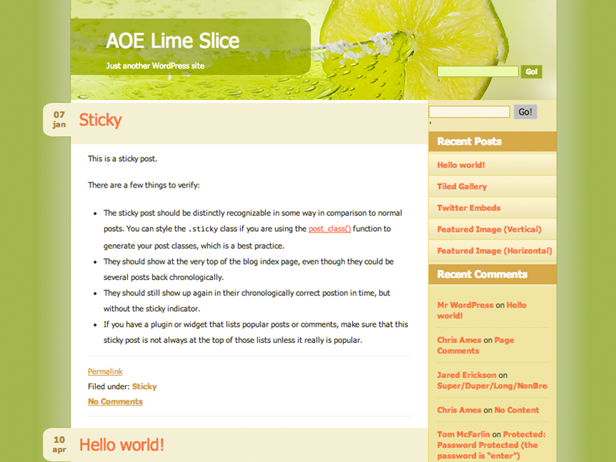 Lime Slice - Free Food WordPress Theme - Freebie Supply
