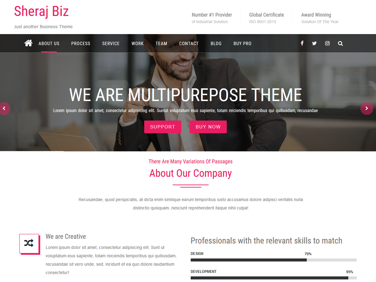 Sheraj Biz - Free Business WordPress Theme - Freebie Supply
