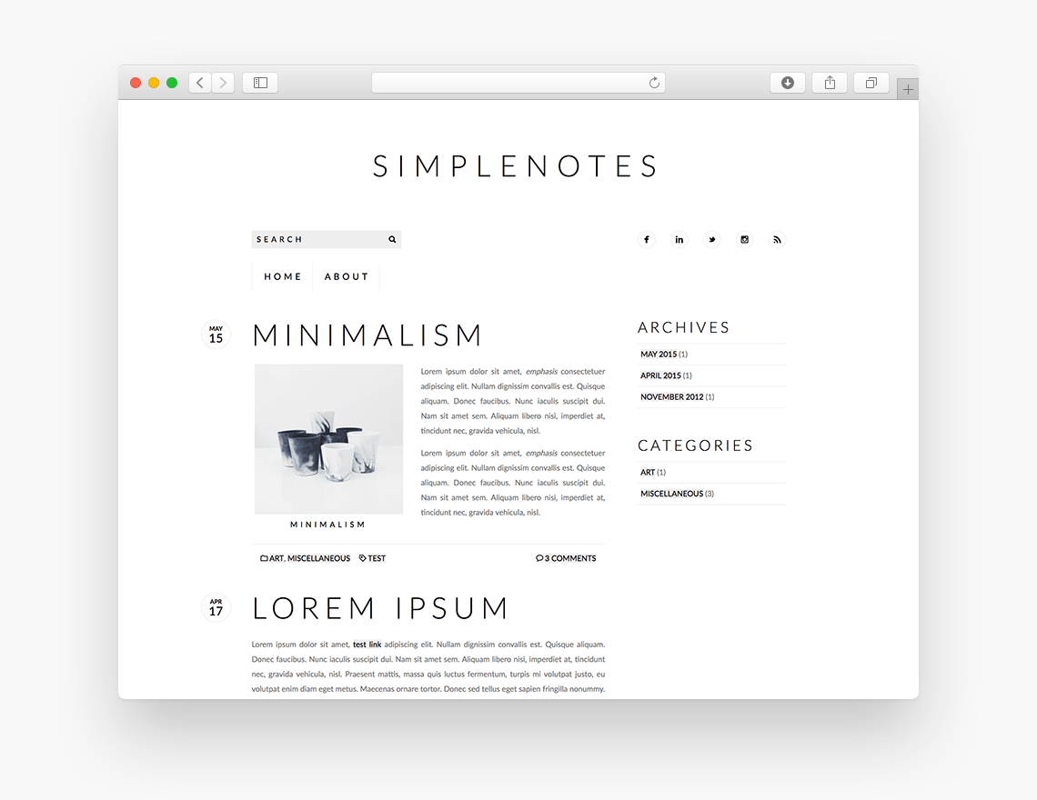 Simplenotes - Free WordPress Theme - Freebie Supply