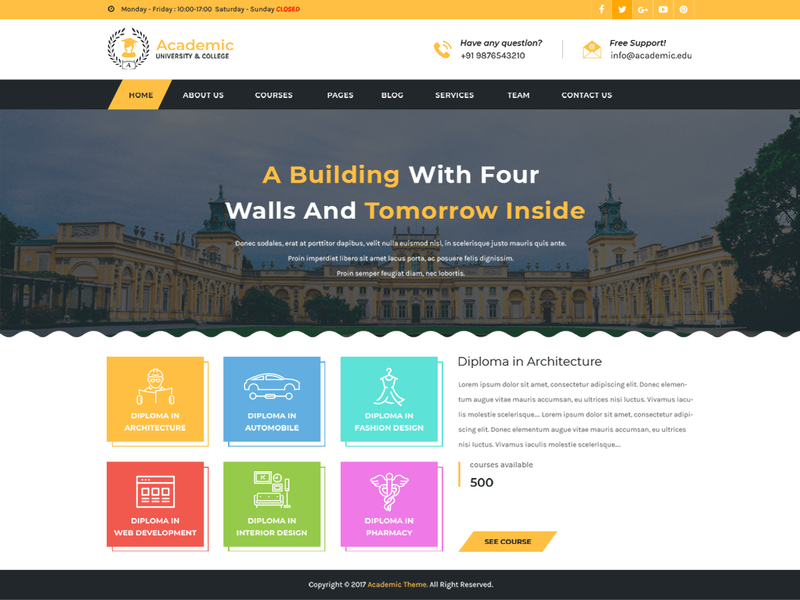 Academic Education - Free Business WordPress Theme - Freebie Supply