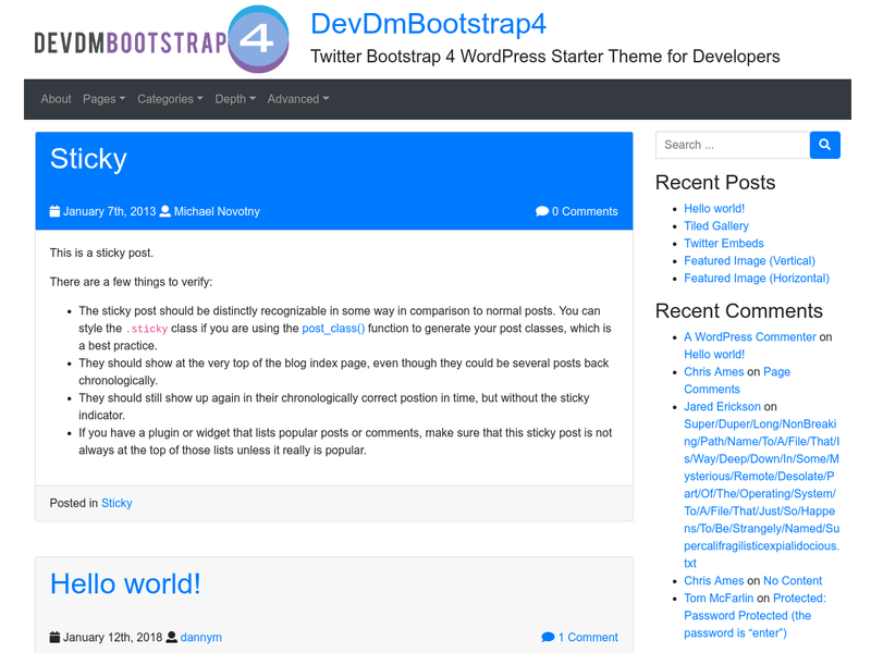 devdmbootstrap4 - Free Bootstrap WordPress Theme - Freebie Supply