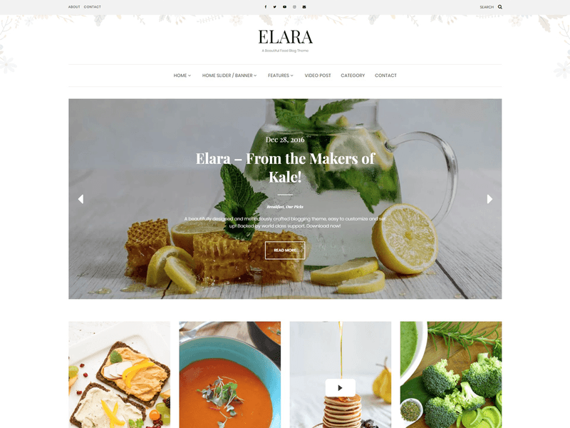 Elara - Free Food WordPress Theme - Freebie Supply
